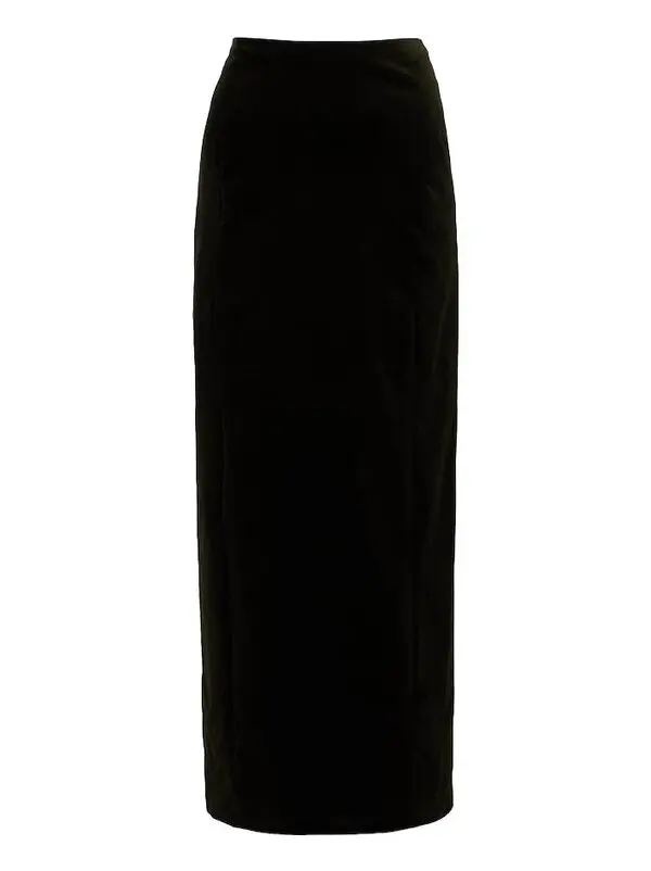 JIL SANDER Cotton Velvet Maxi Skirt - Green