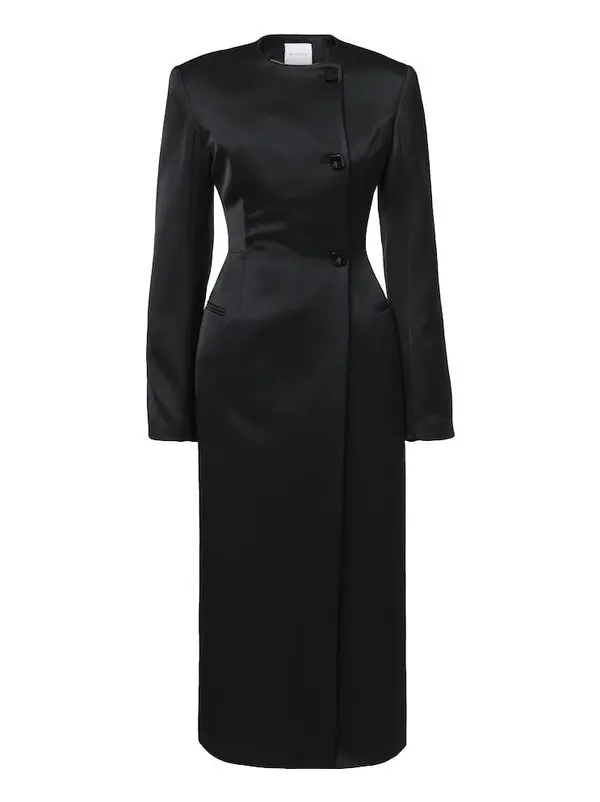 Rachel Gilbert Leeta Double-breasted Satin Coat - Black