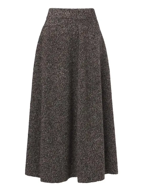 Agnona Cashmere, Silk, And Wool Midi Skirt - Brown