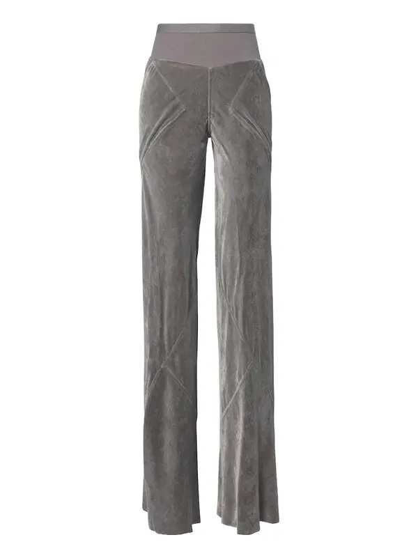 Rick Owens Bias Velvet Wide-leg Pants - Grey