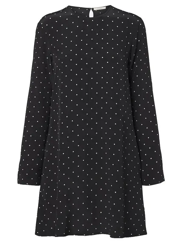 Asceno Larissa Polka-dot Silk Mini Dress - Black