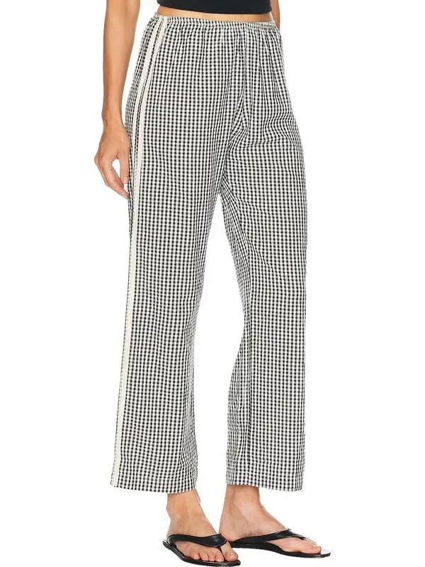Donni. Cotton Gingham Stripe Crop Pant - Jet