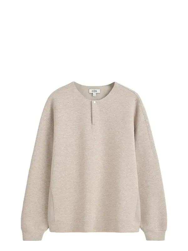 Cos Relaxed Scuba Henley Top - Beige