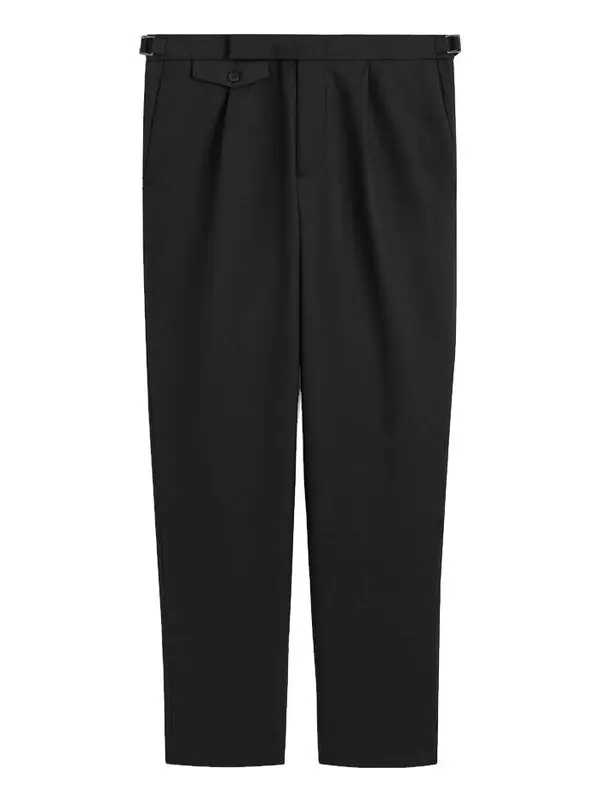 Cos Slim-fit Straight-leg Wool Trousers With Buckle Detail - Black