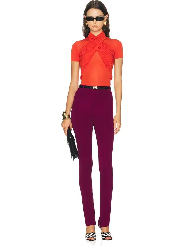 Françoise Odessa Short Sleeve Top With Draped Neckline - Ferari