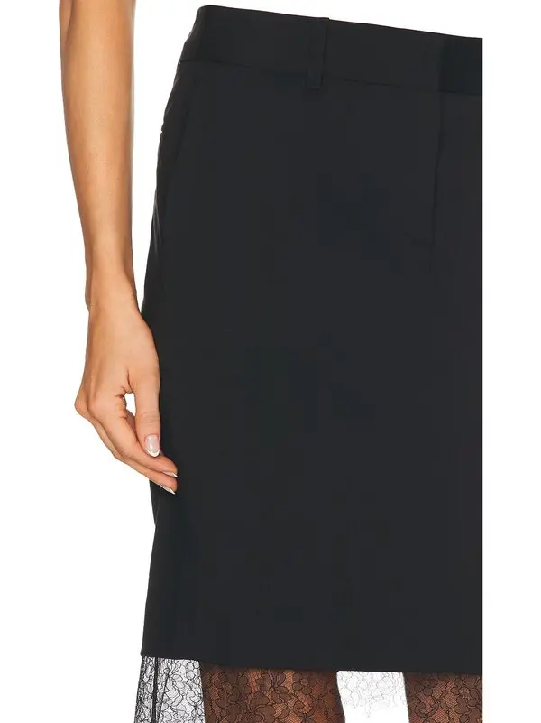 Françoise Kai Lace Trimmed Wool Skirt - Black