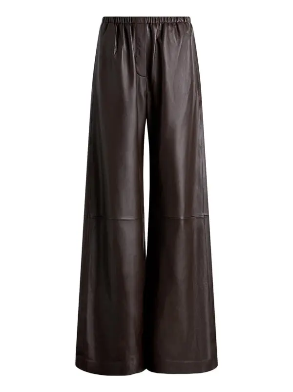 Scanlan Theodore Leather Wide Leg Trousers - Cafe