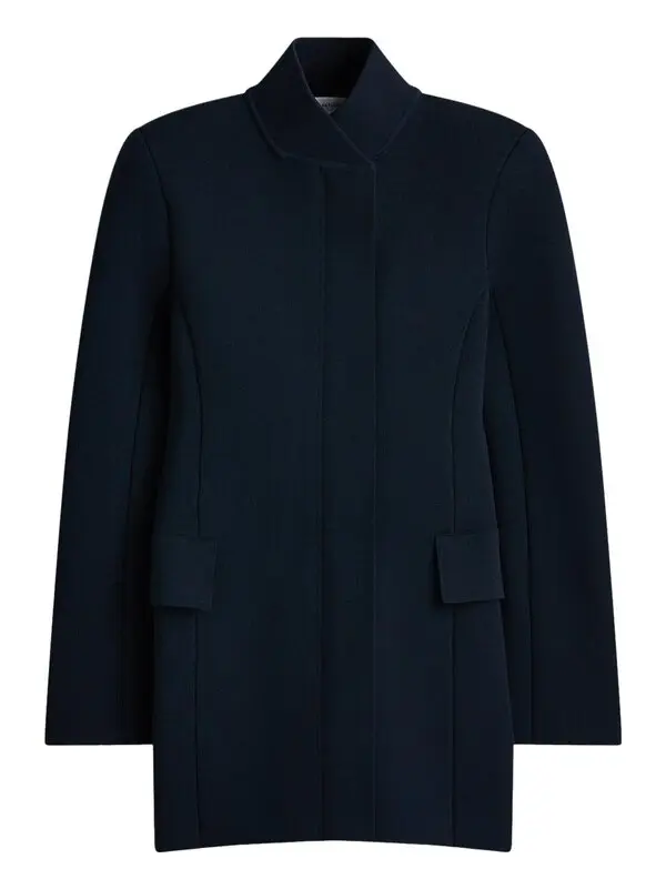 Scanlan Theodore Crepe Knit Tailored Jacket With Funnel Neck - Navy