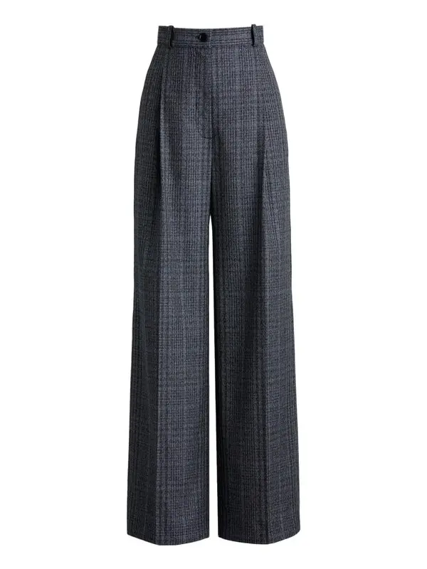 Scanlan Theodore Italian Plaid Wide Leg Trousers - Navy