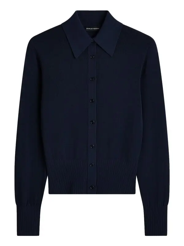 Scanlan Theodore Pleated Shirt Cardigan - Navy