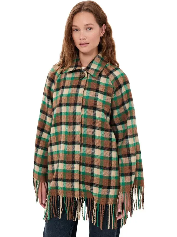 Rodebjer Yuna Short Check Jacket - Nutty/leaf Green