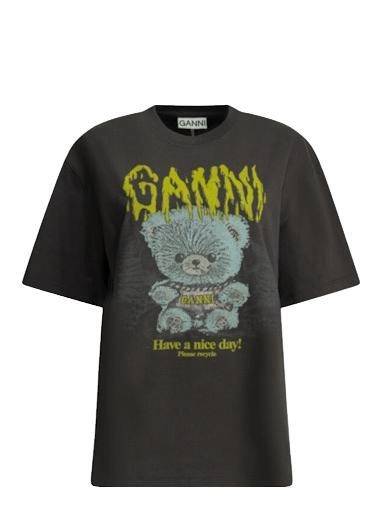 GANNI Forest Teddy Crewneck Sweat-shirt T-shirt - Black
