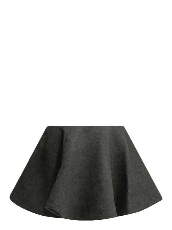 GANNI Flared Wool Mini Skirt - Grey