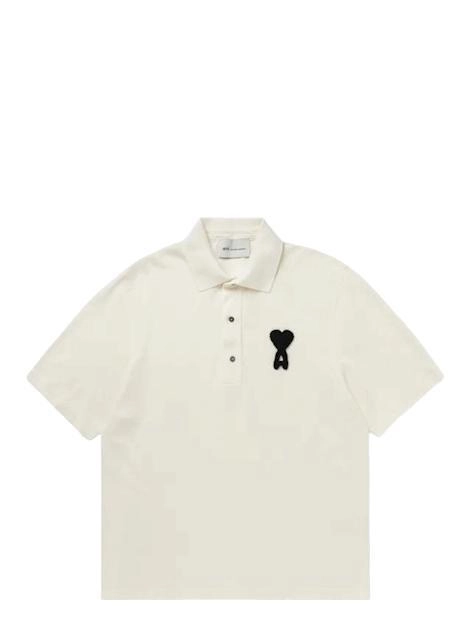 AMI Paris Boxy Fit Polo Shirt - Creme/black