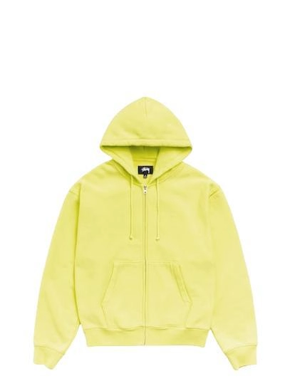 StÜssy Cursive Applique Zip Hoodie - Lime