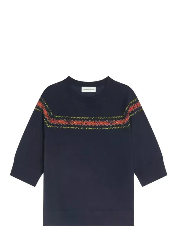 Dries Van Noten Embroidered Wool Sweater - Blue