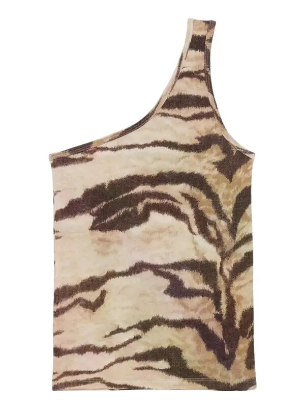 BASERANGE Speck One-shoulder Tiger Print Top - Neutrals