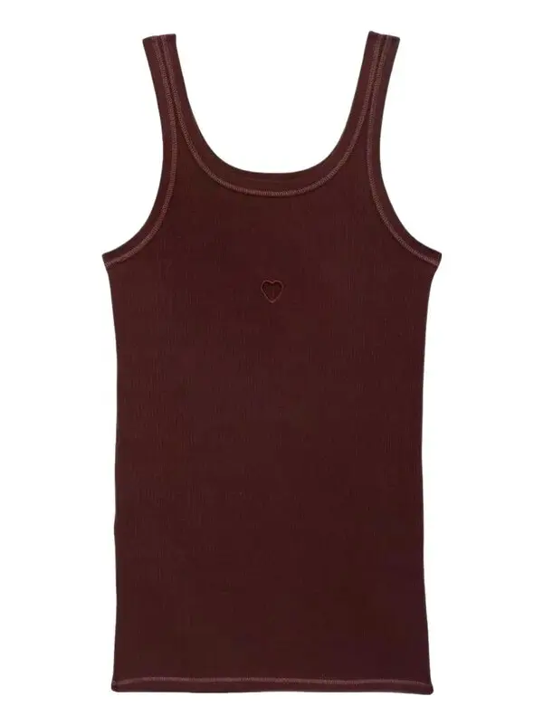 BASERANGE Ribbed Heart Cutout Tank Top - Red