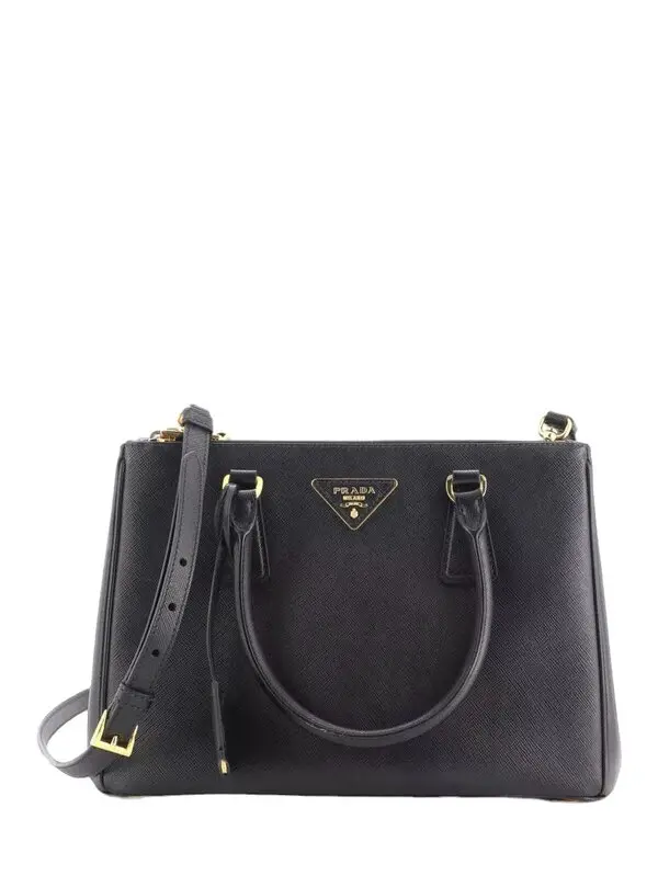 Prada Galleria Double Zip Saffiano Leather Small Tote Bag - Black