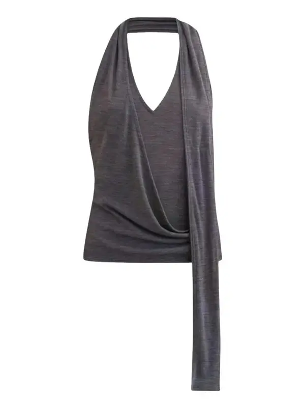 BELLE ANNA Draped Halterneck Top - Grey