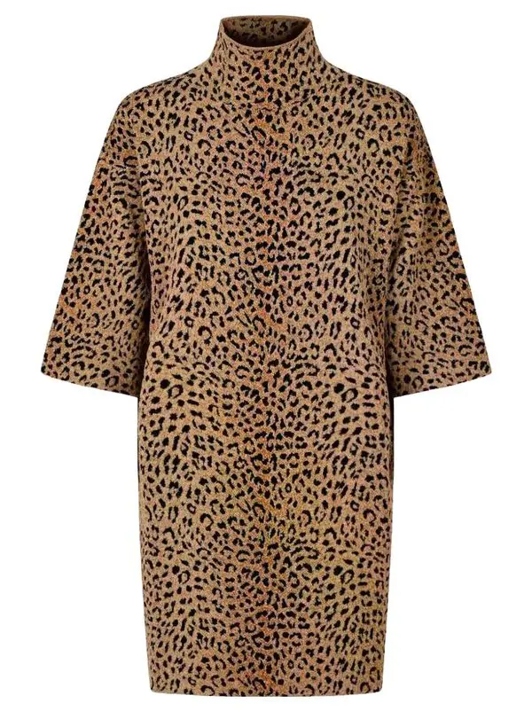 Givenchy Leopard-print High-neck Mini Dress - Neutrals