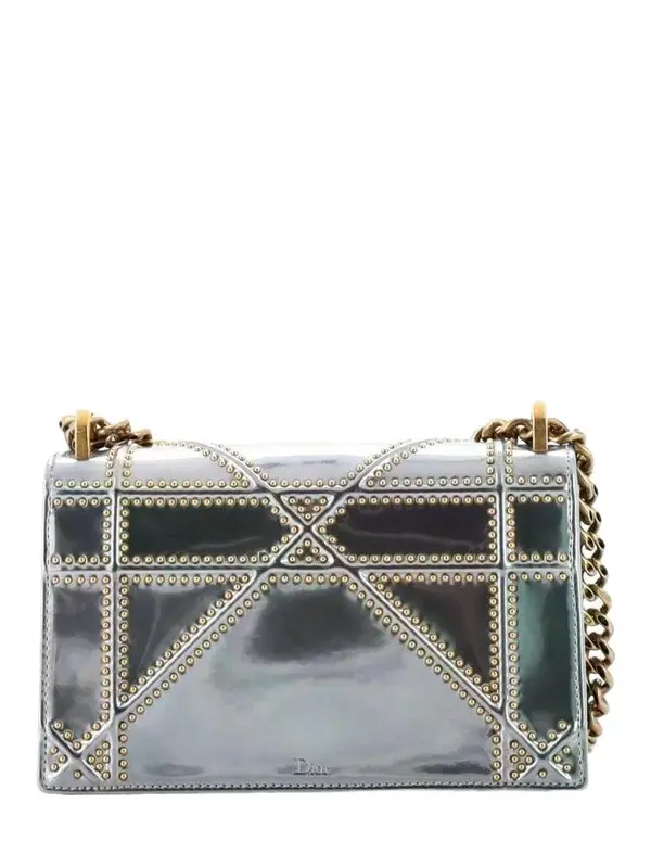 Dior Diorama Flap Bag Studded Patent Small Crossbody Bag - Silver