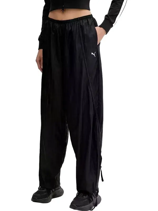 PUMA Logo Print Drawstring Track Pants - Black