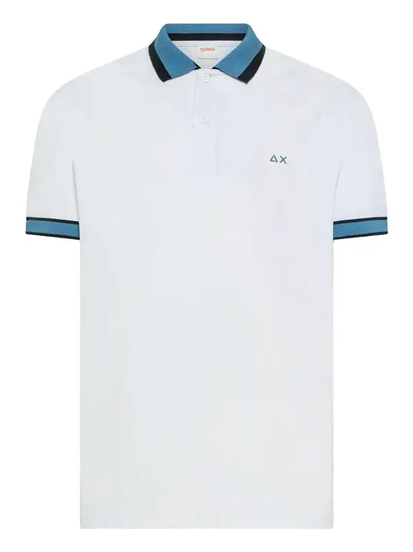 SUN 68 Logo-embroidered Contrast-trim Polo Shirt - White