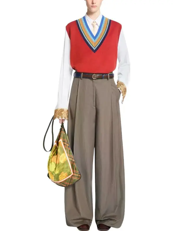 Dries Van Noten Pleated Wide-leg Cotton Trousers - Grey