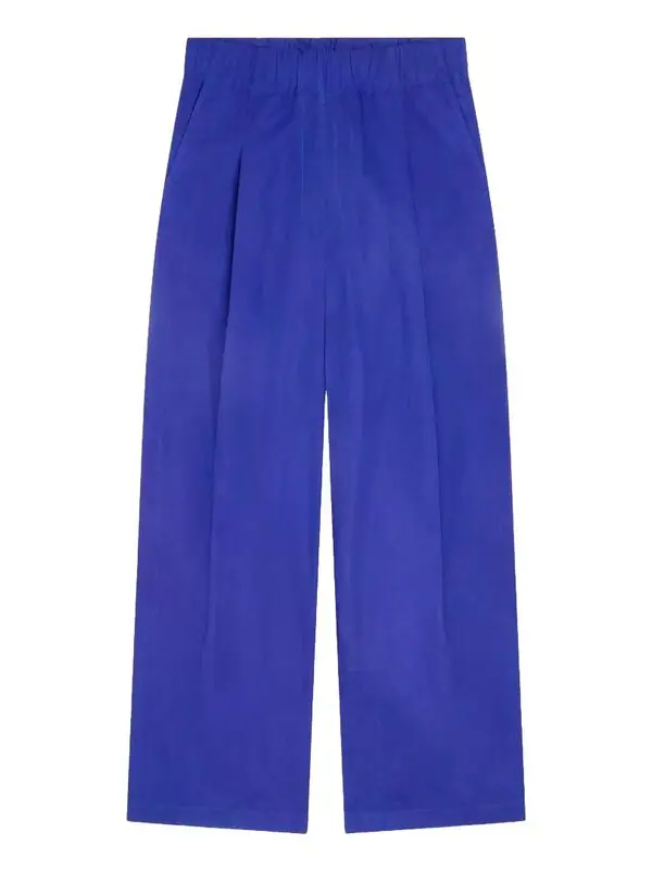 Dries Van Noten Wide-leg Pleated Overdyed Cotton Trousers - Blue