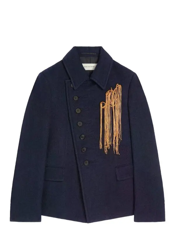 Dries Van Noten Embroidered Wool Blazer - Blue