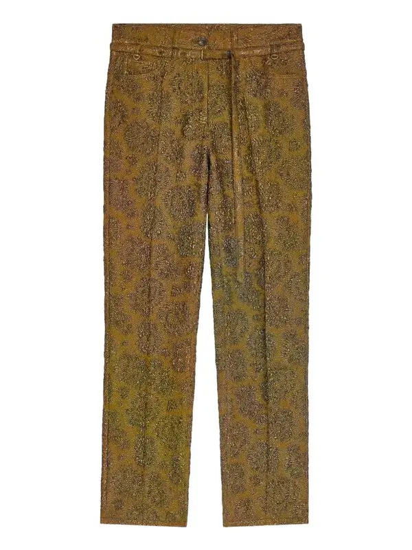 Dries Van Noten Slim-leg Jacquard Pants - Brown