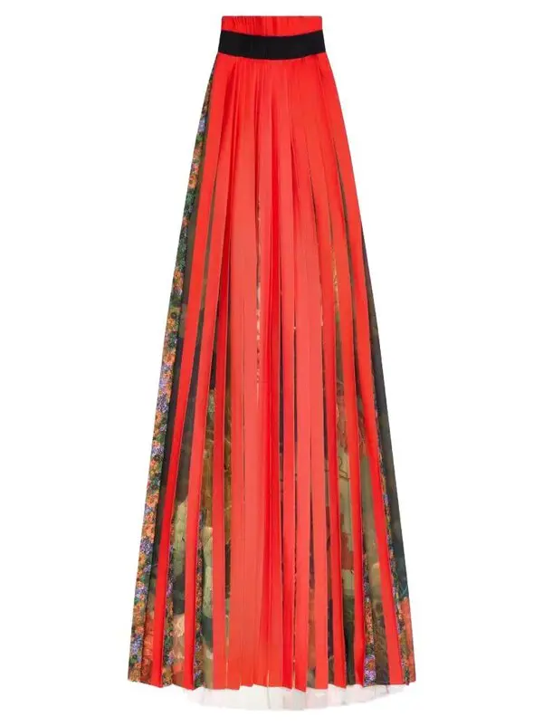 Dries Van Noten Printed Pleated Halterneck Dress - Red