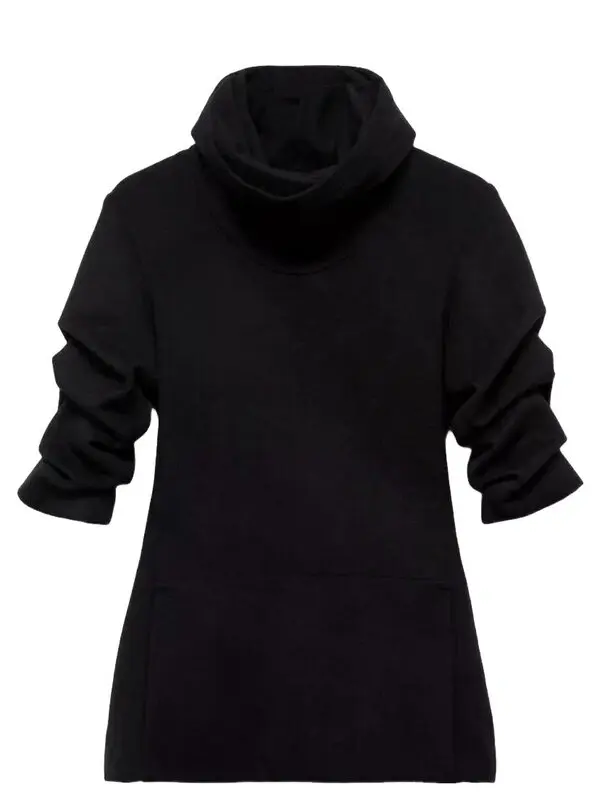 7 For All Mankind Mini Ruched High-neck Dress - Black