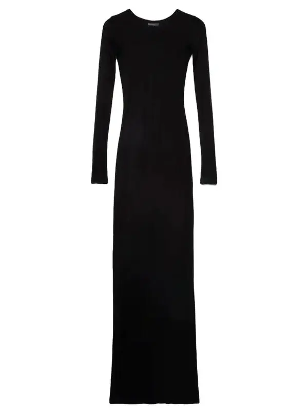 7 For All Mankind Maxi Fitted Long-sleeve Dress - Black