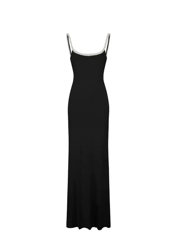 Elisabetta Franchi Red Carpet Crêpe Jersey Gown With Embellished Straps - Black