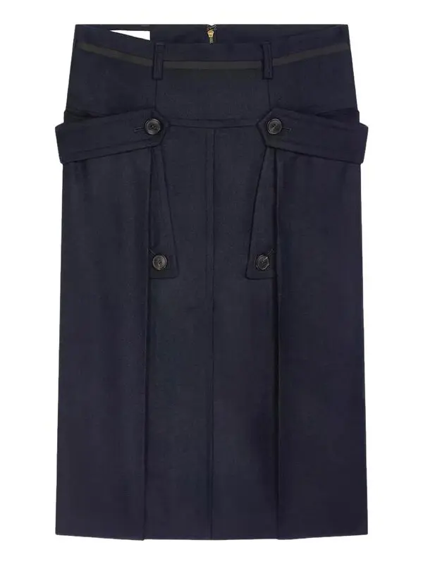 Dries Van Noten Wool Midi Skirt - Blue