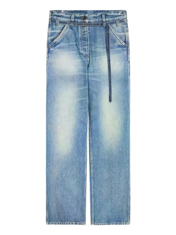 Dries Van Noten Belted Wide-leg Denim Pants - Blue