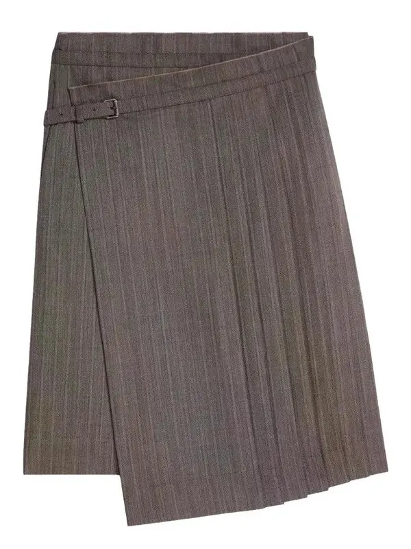Dries Van Noten Pleated Wool Kilt - Grey