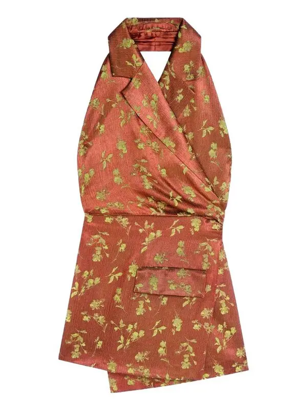 Dries Van Noten Floral Jacquard Wrap Top - Orange