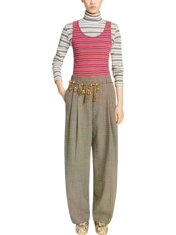Dries Van Noten Pleated Wool Trousers - Brown