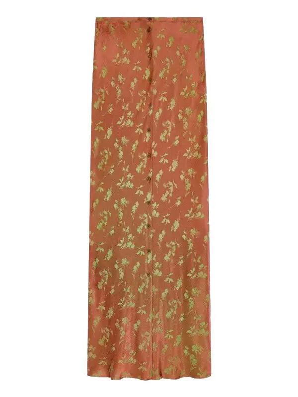 Dries Van Noten Floral Double-dye Jacquard Skirt - Brown