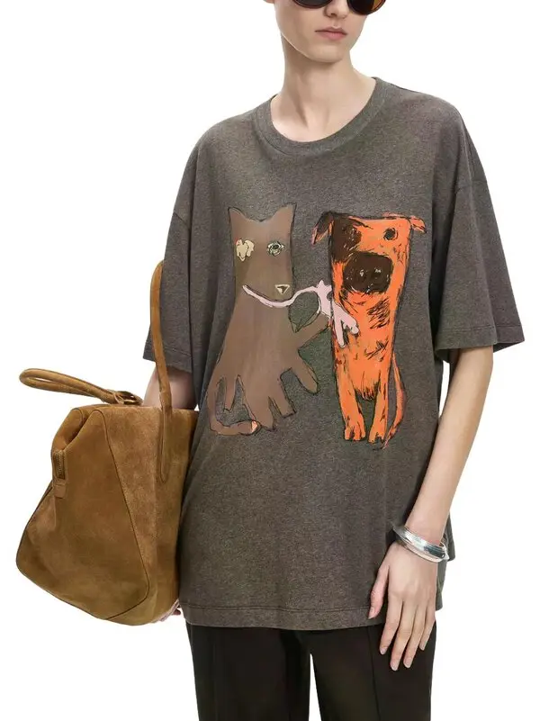 JNBY Cat And Dog Print T-shirt - Grey