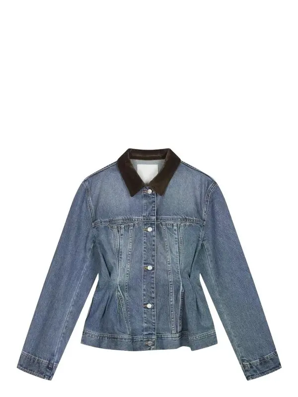JNBY Pleated Corduroy Collar Denim Jacket - Blue