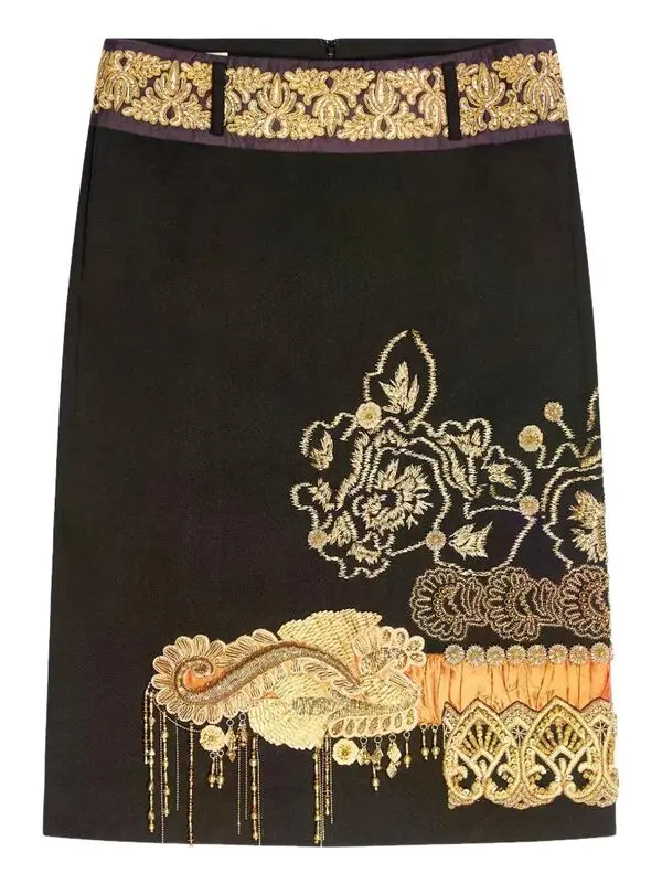 Dries Van Noten Embroidered Pencil Skirt - Black