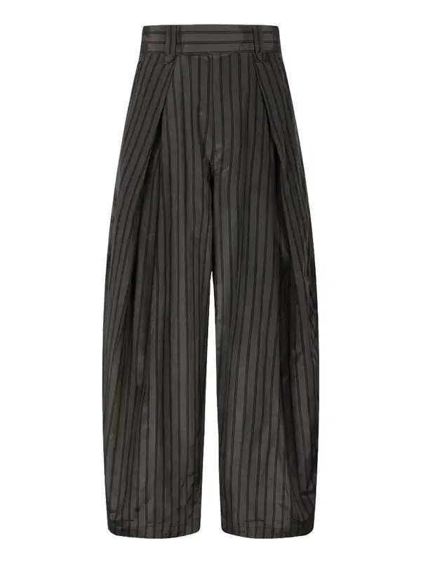 LESS Striped Pleated Trousers - Grey