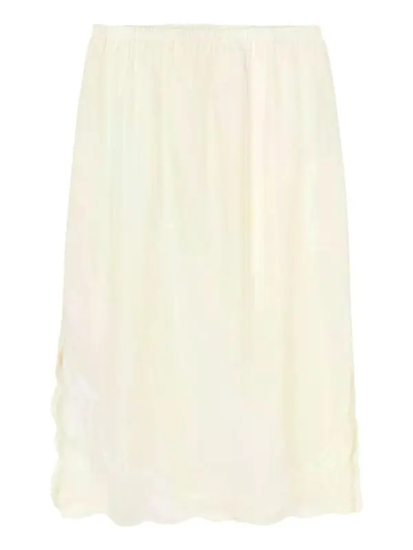 LESS Appliqué Scalloped-hem Midi Skirt - Neutrals