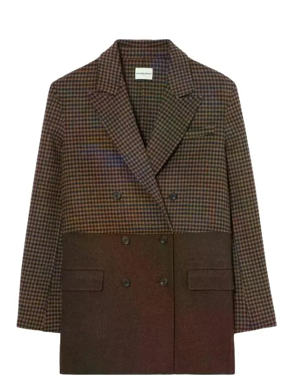 Claudie Pierlot Checked Wool Blend Blazer - Brown