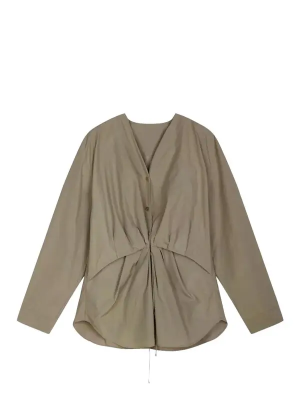 JNBY Draped V-neck Shirt With Drawstring Waist - Grey