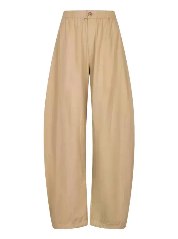 CROQUIS Relaxed-fit Curved-leg Cotton Trousers - Neutrals